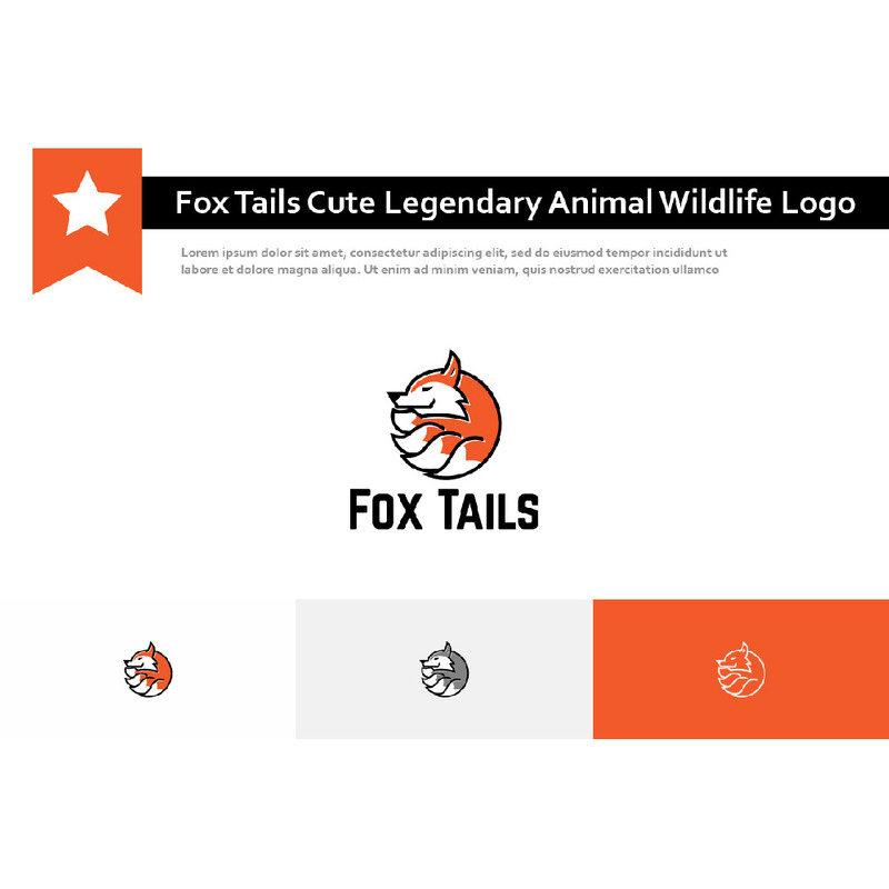Fox Tails Cute Legendary Animal Wildlife Logo