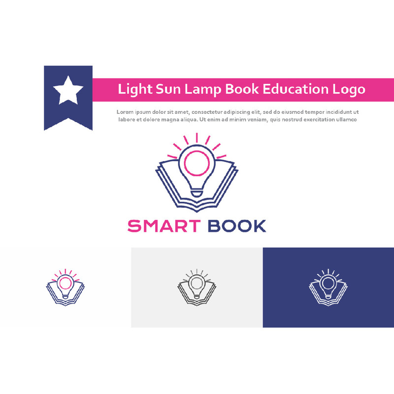 Bright Light Sun Lamp Book School Study Education Line Logo