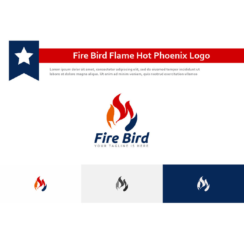 Fire Bird Flame Hot Phoenix Negative Space Logo