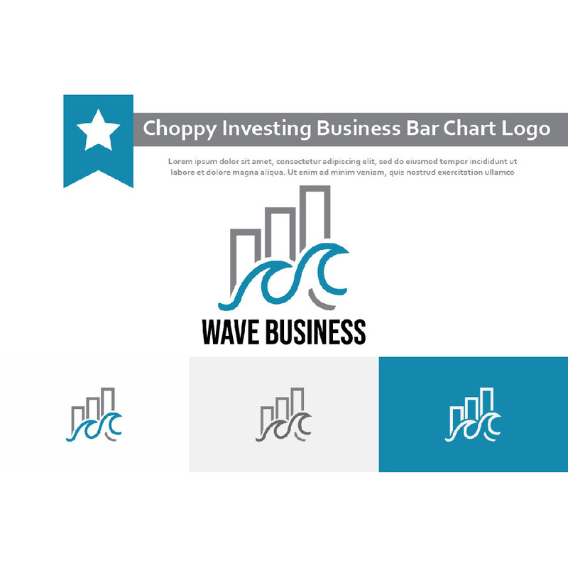 Choppy Wave Sea Investing Business Financial Bar Chart Logo