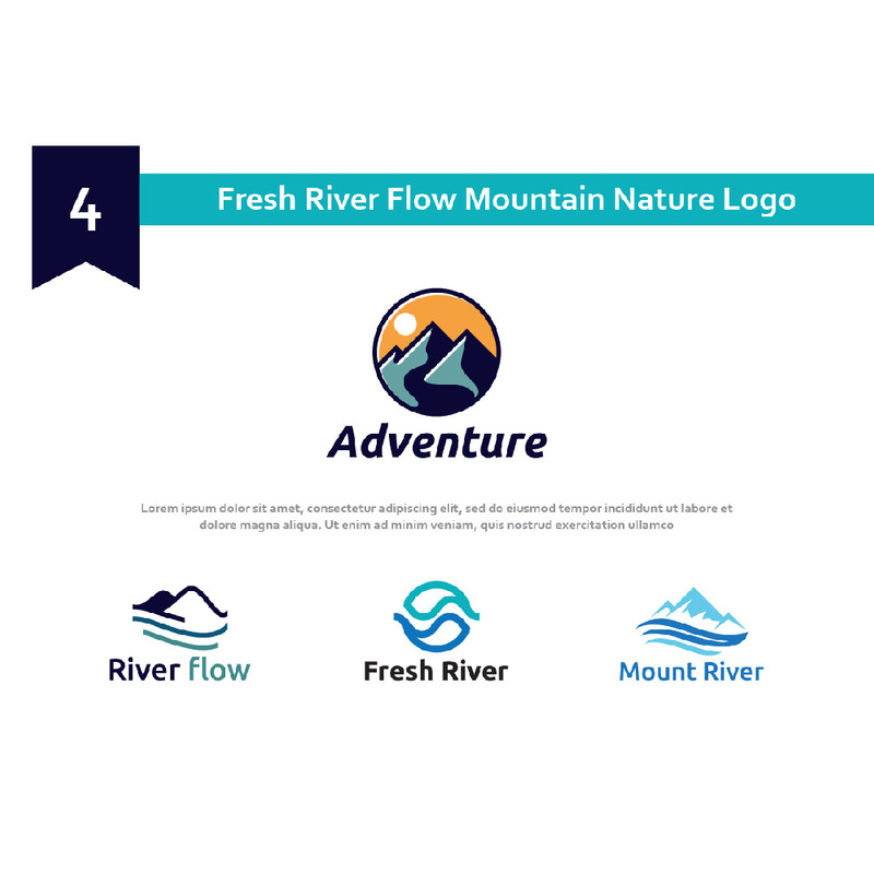 4 Fresh River Flow Mountain Nature Logo - TemplateMonster