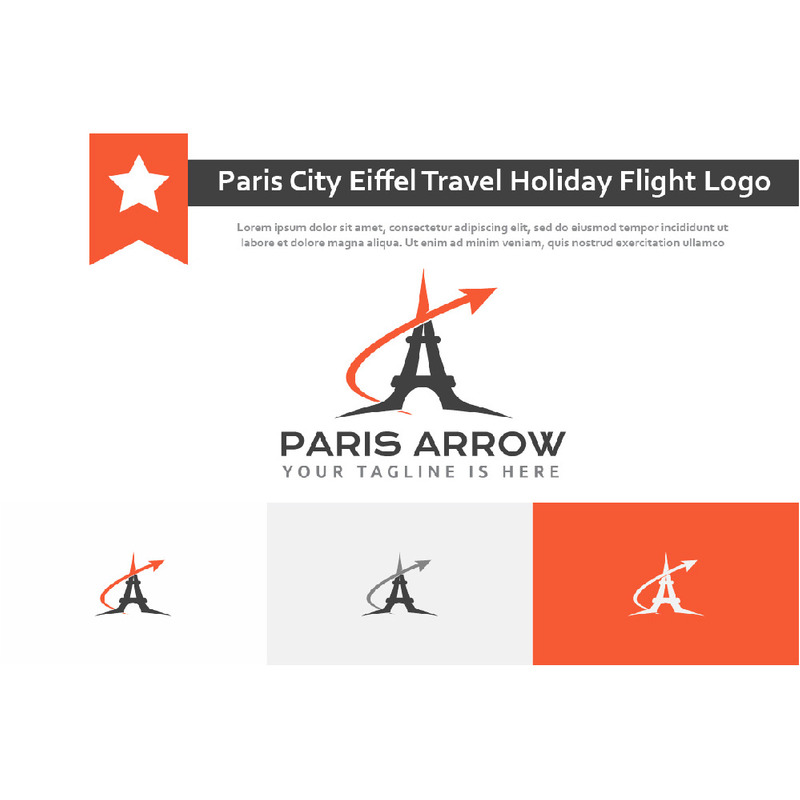 Paris City Eiffel Tour Travel Holiday Vacation Flight Agency Logo