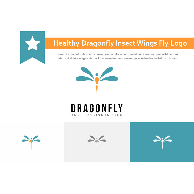 Freedom Healthy Dragonfly Insect Wings Fly Nature Logo Symbol Idea