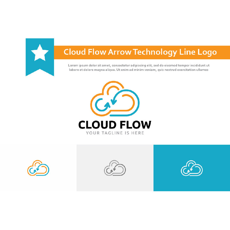 Cloud Flow Arrow Internet Data Technology Line Logo