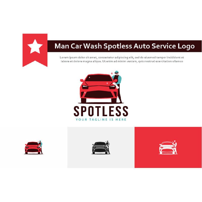 Man Clean Car Wash Carwash Spotless Auto Service Logo
