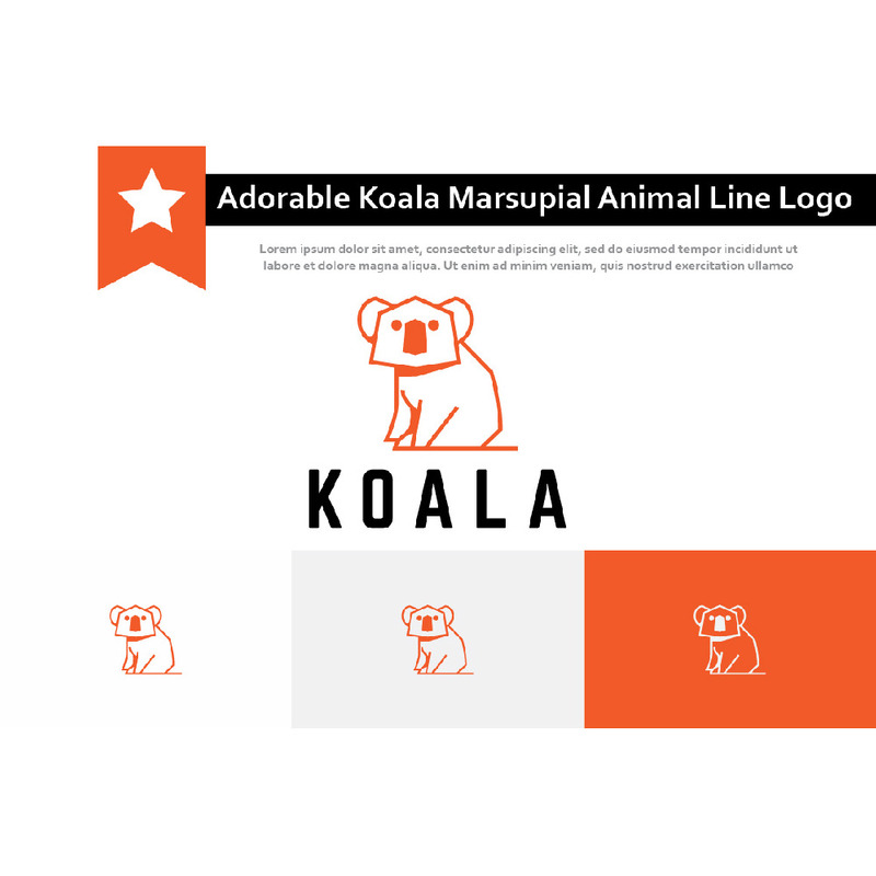 Adorable Koala Marsupial Animal Zoo Nature Line Logo