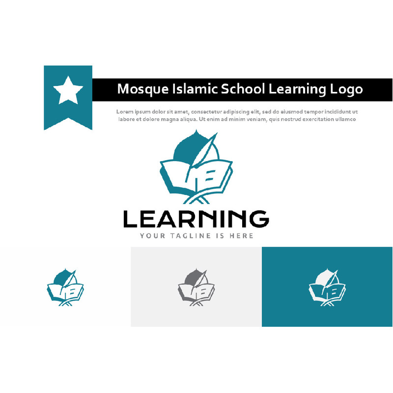Mosque Dome Islamic School Quran Reading Learning Logo