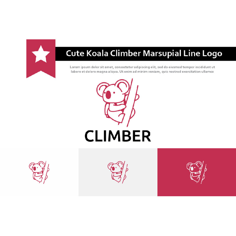 Cute Koala Climber Marsupial Animal Nature Line Logo