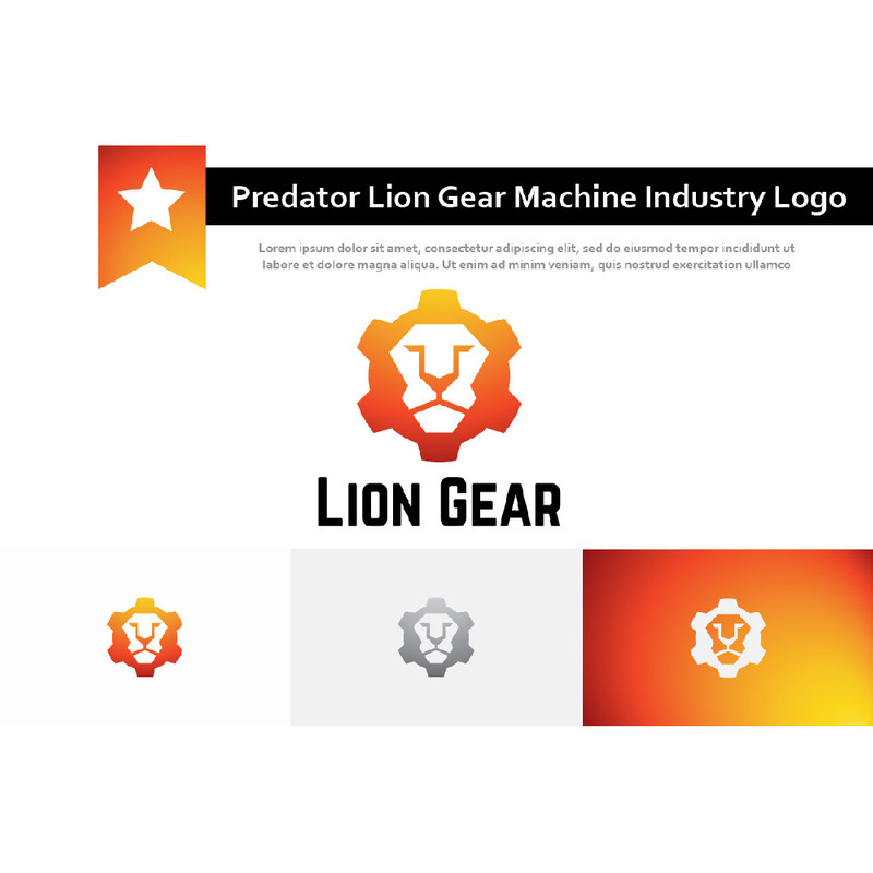 Predator Lion Gear Strong Machine Industry Logo