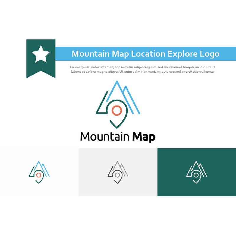 Mountain Map Location Nature Explore Adventure Simple Line Logo