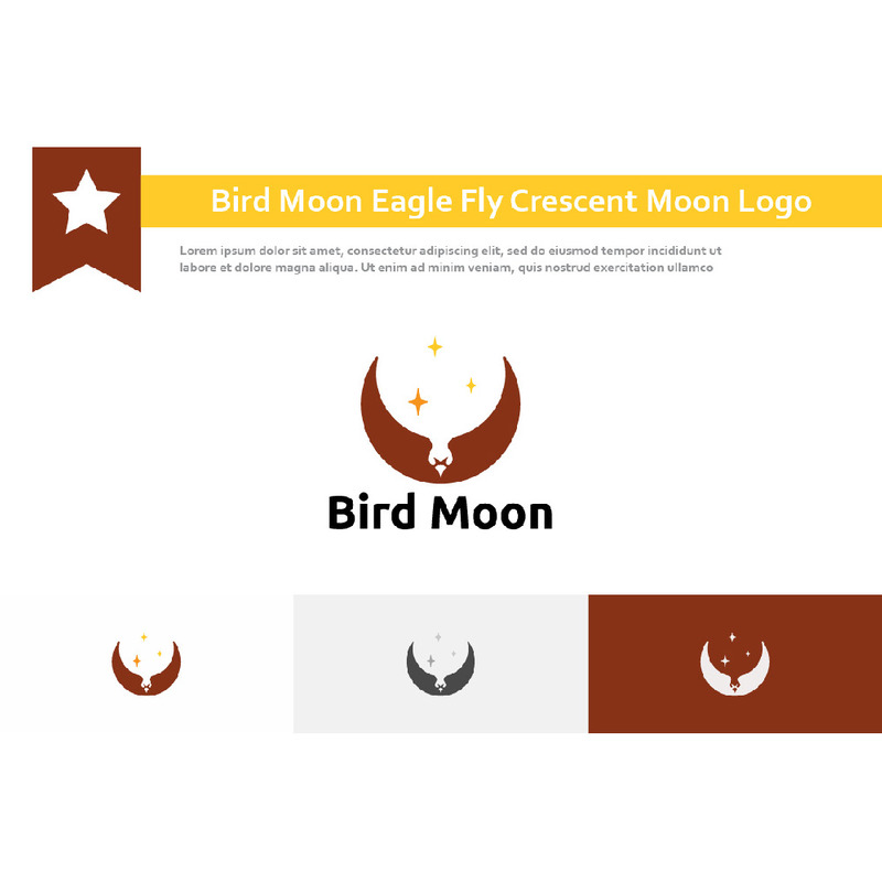 Bird Moon Eagle Wings Fly Stars Crescent Moon Logo
