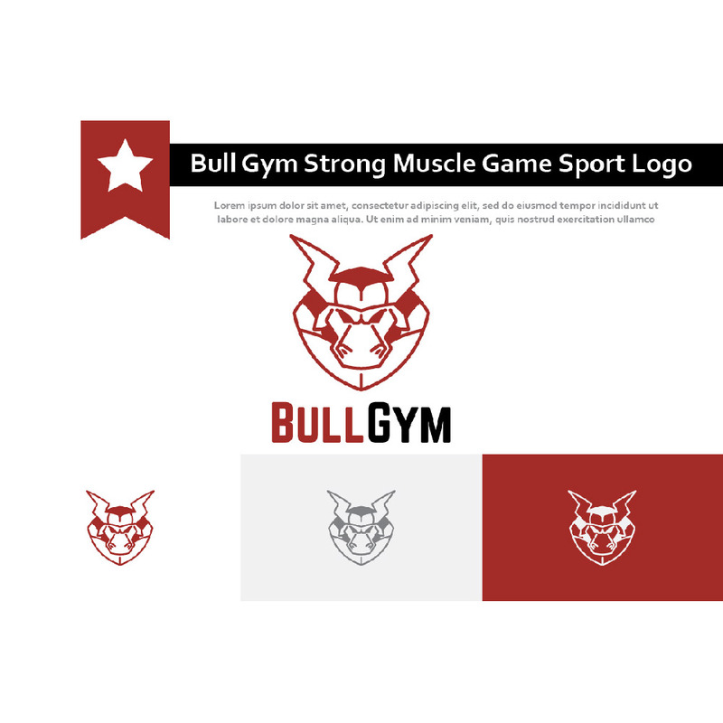 Bull Gym Strong Muscle Body Builder Game Sport Logo