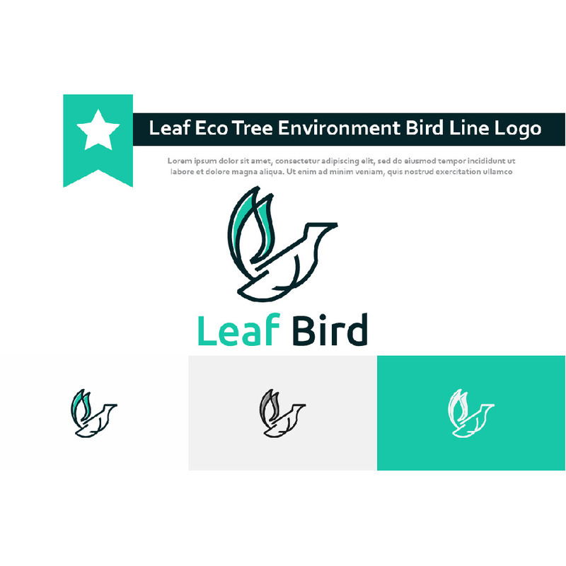 Leaf Eco Tree Environment Bird Animal Wildlife Line Logo