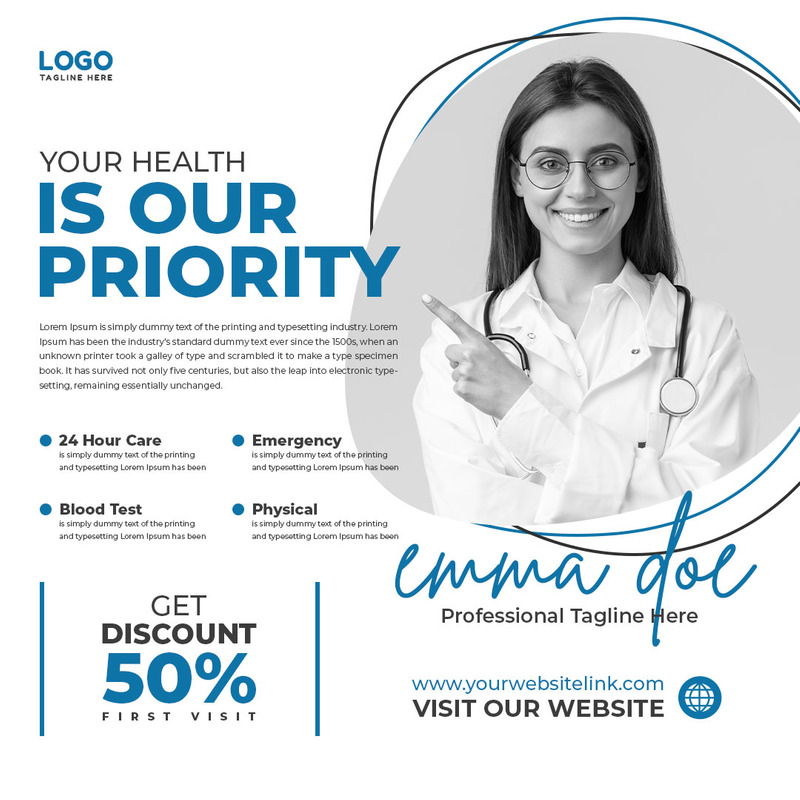 Medical Health Creative Social Media Post - TemplateMonster