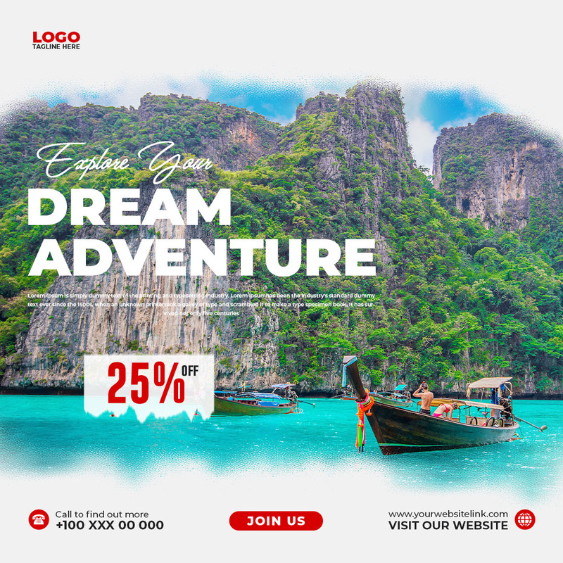 Travel Adventure Social Media Post Design Template