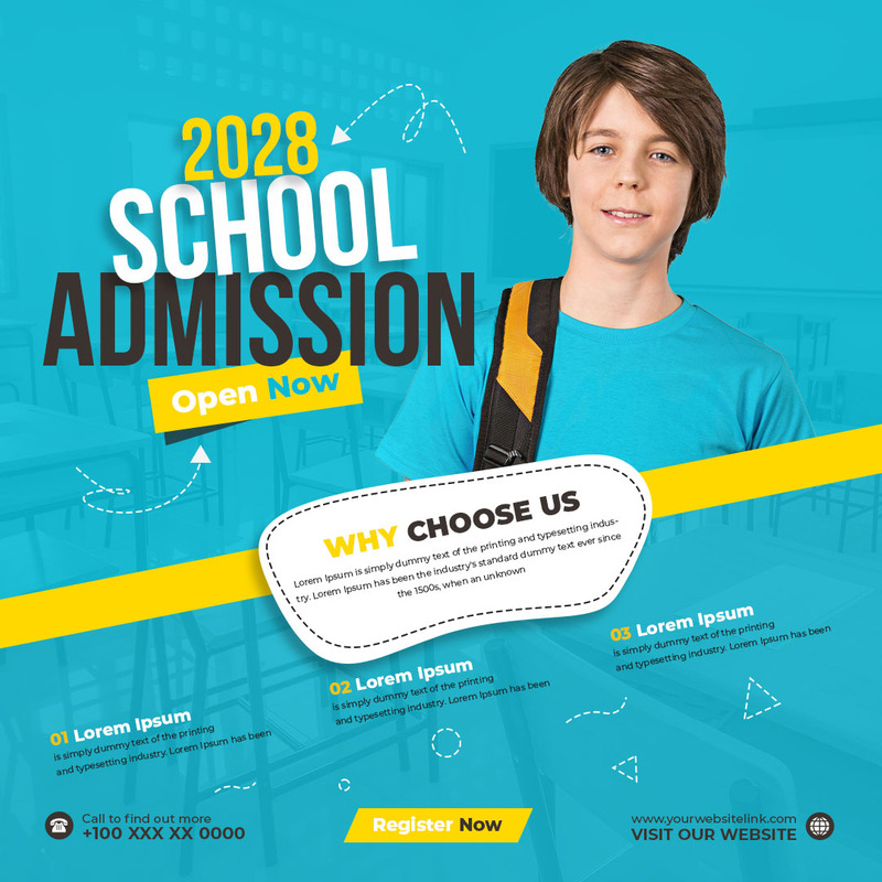 School Admission Trendy Social Media Post Template