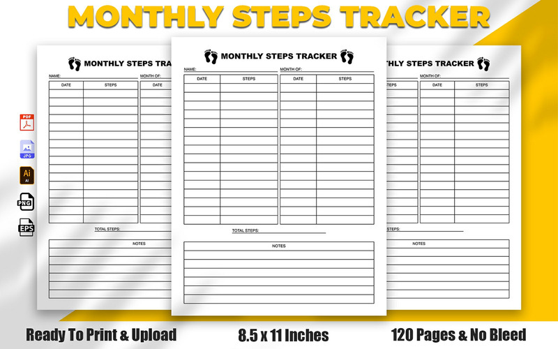 Monthly Steps Tracker KDP Interior Design - TemplateMonster