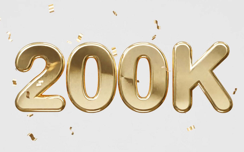 200k celebration text animation motion graphics video