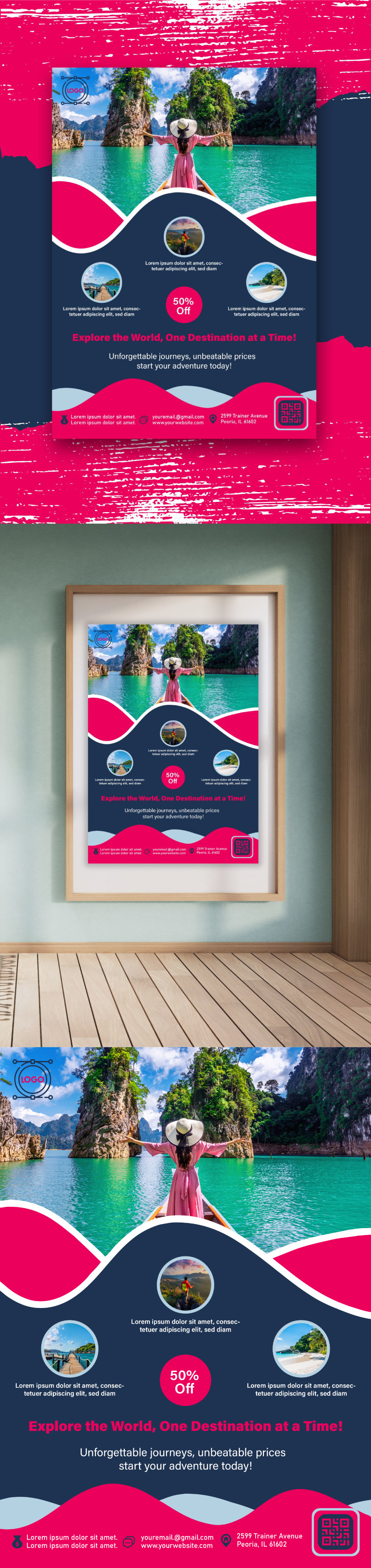 Summer Vacation Flyer Template – Colorful A4 Design for Travel & Events