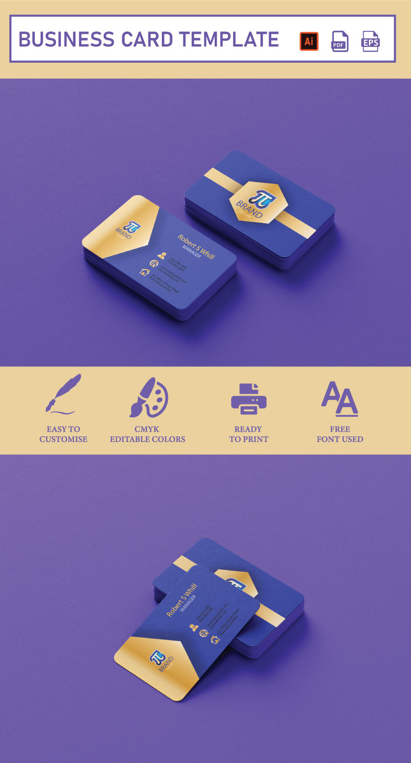 Blue and Gold Color Business Card - Business card