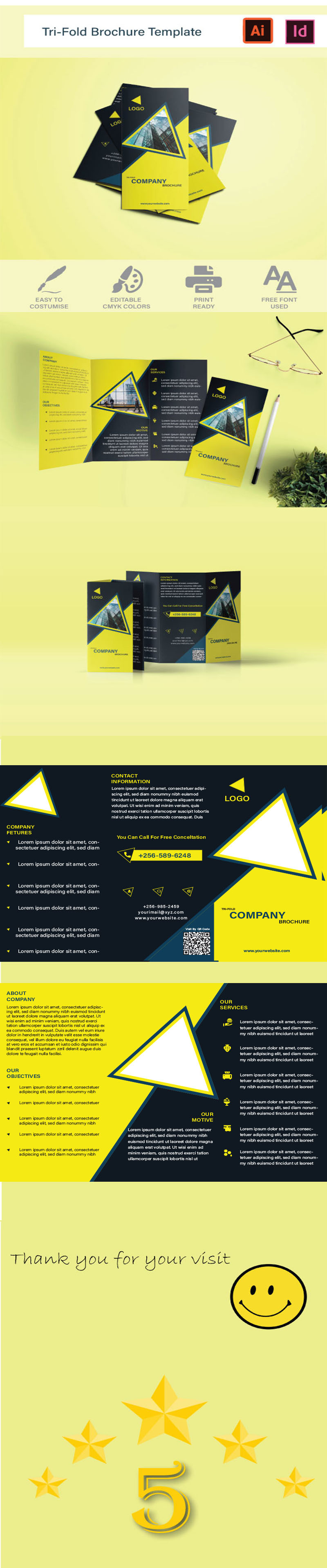Creative Yellow Trifold Brochure #233263 - TemplateMonster