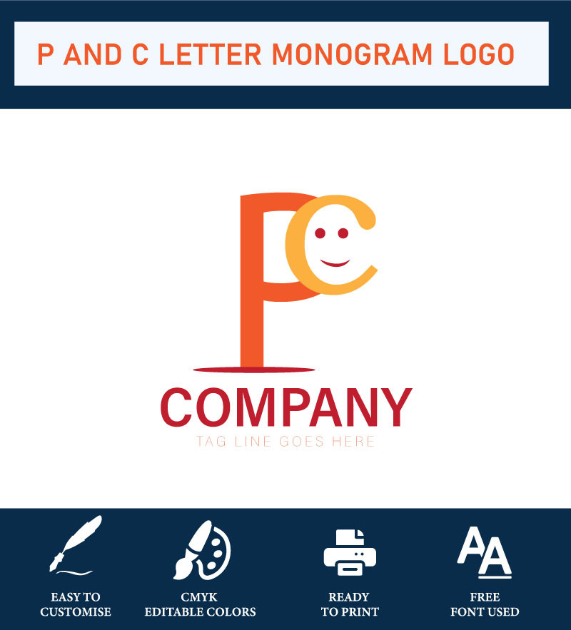 P and C Letter Logo Template - Monogram Logo