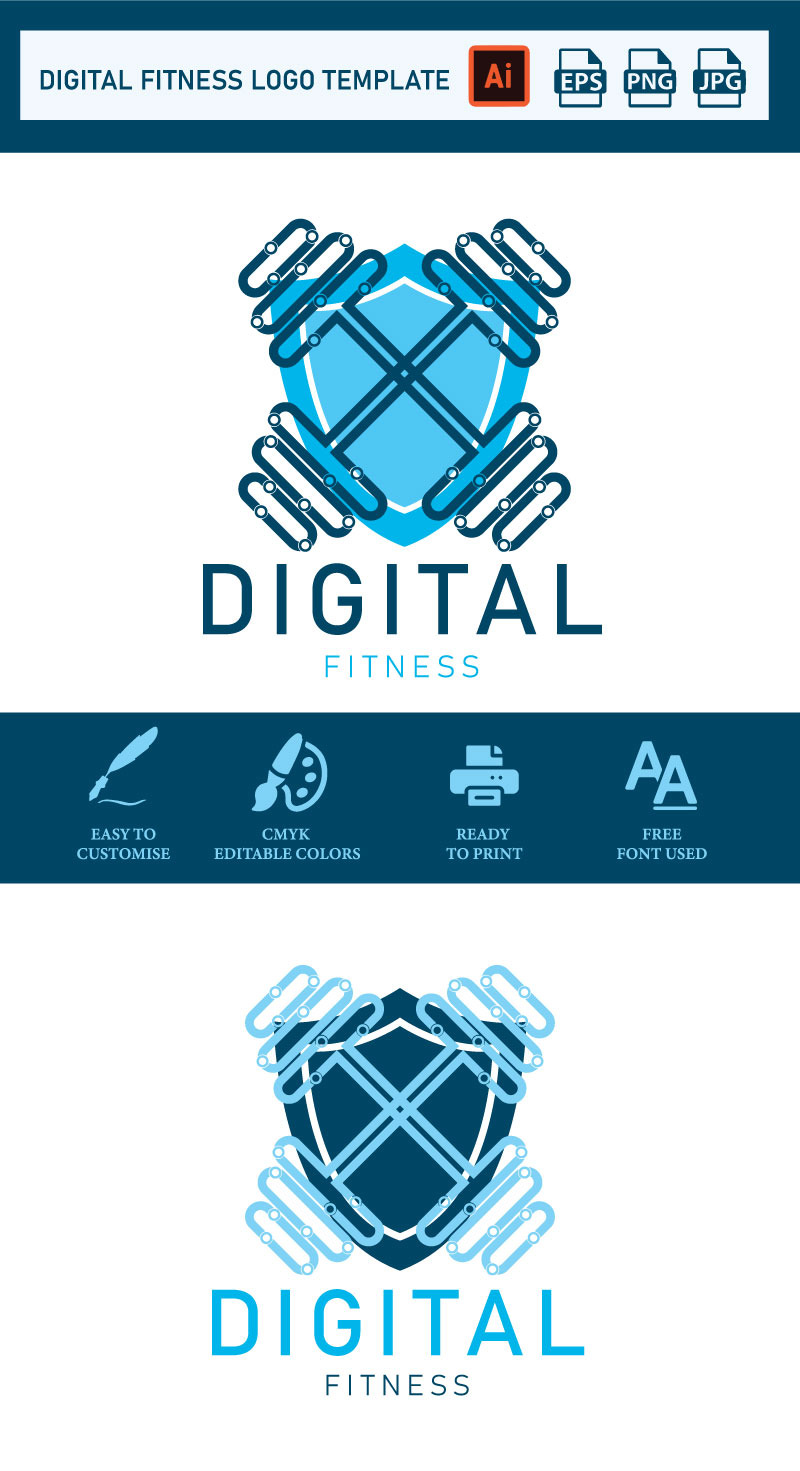 Digital Fitness Logo Template - Fitness Logo