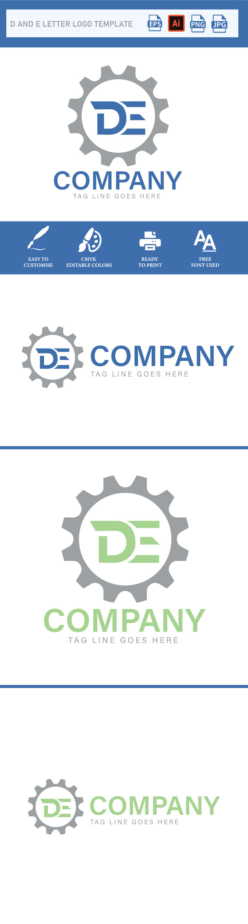 D and E Letter Logo Template - Monogram Logo