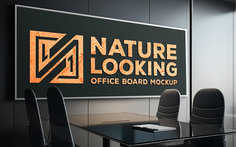 Glass office board mockup_glass office meeting board mockup