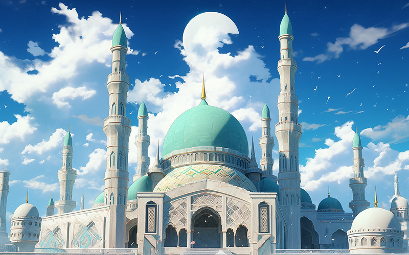 Realistic mosque background_mosque with minaret