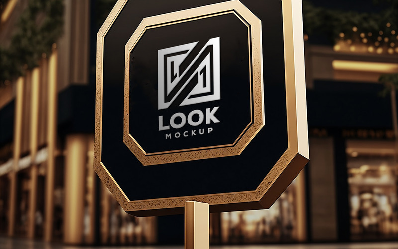 Store front sign bord Mockup | logo mockup on store outdoor signbord ...