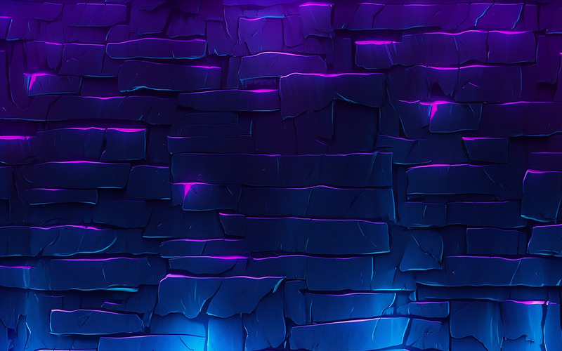 Blue neon wall background_neon brick wallbackground_brick wall with neon