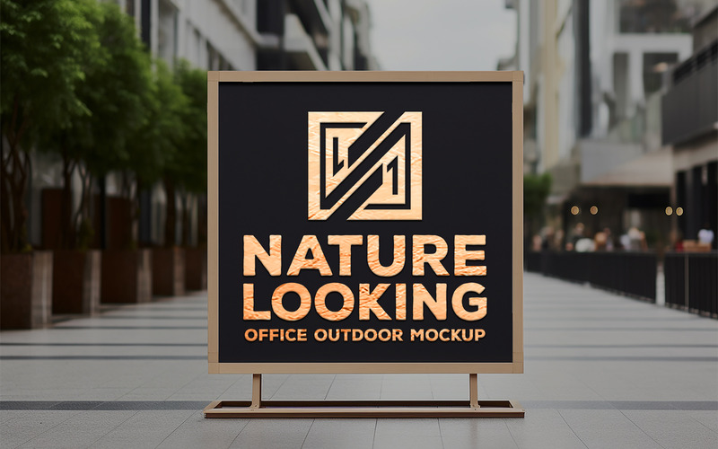 Outdoor board mockup_sign board on the road - TemplateMonster