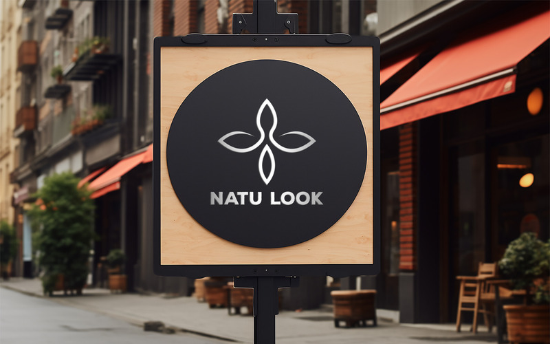 Outdoor sign logo mockup_simple billboard logo mockup_ store out side ...