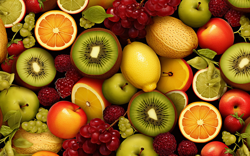 Fruits pattern background_tropical fruits - TemplateMonster