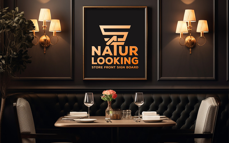 Luxury restaurant board mockup_restaurant wall board mockup