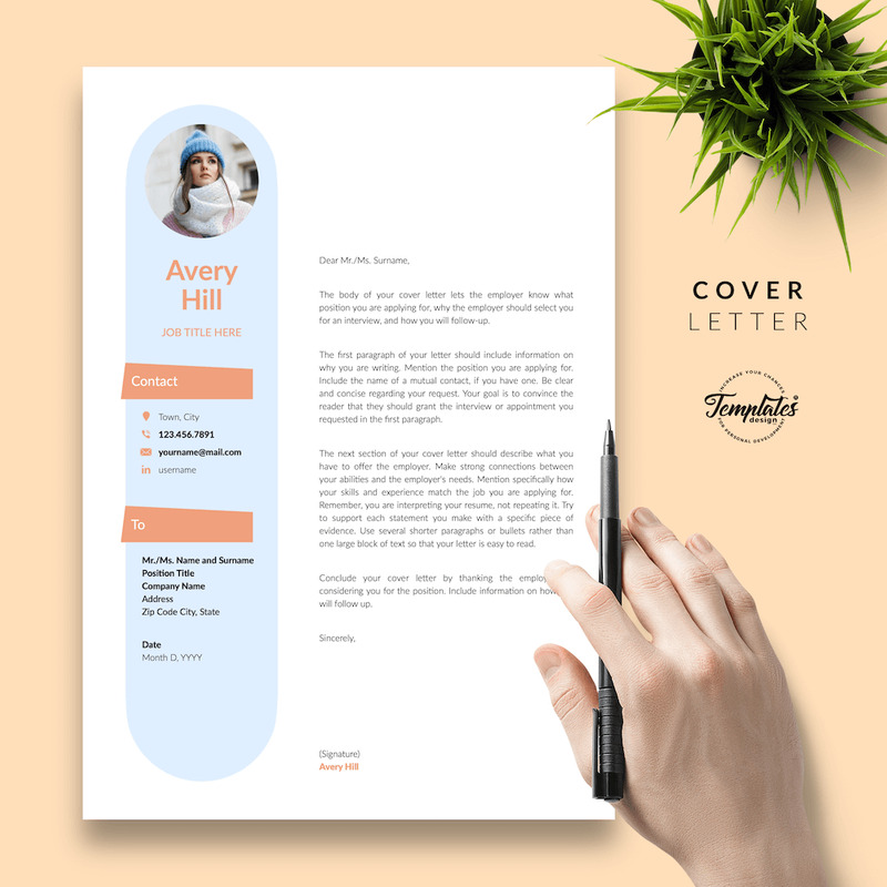 Avery Hill - Creative CV Resume Template with Cover Letter for ...