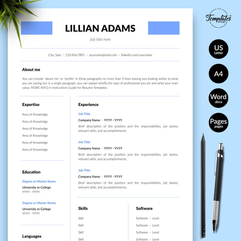 Lillian Adams - Clean CV Resume Template with Cover Letter for ...