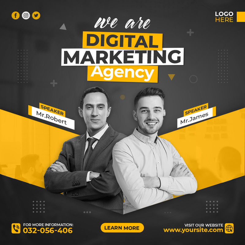 Digital Marketing Agency And Live Webinar Social Media Post Design Template
