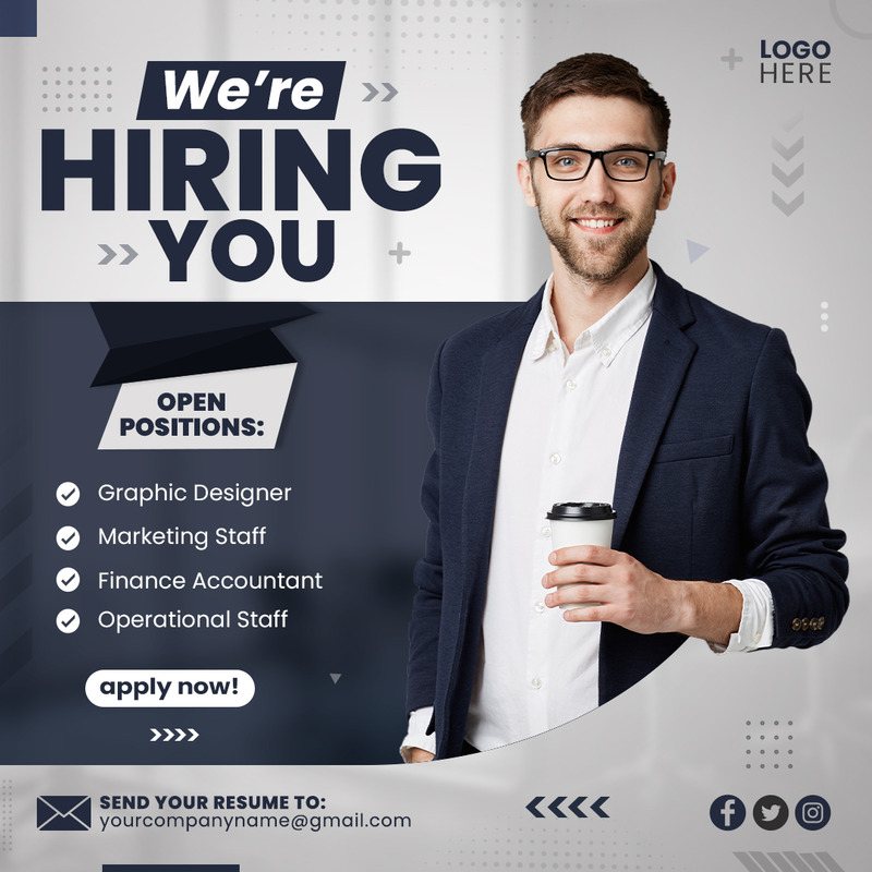 Hiring Social Media And Digital Marketing Corporate Post Design Template