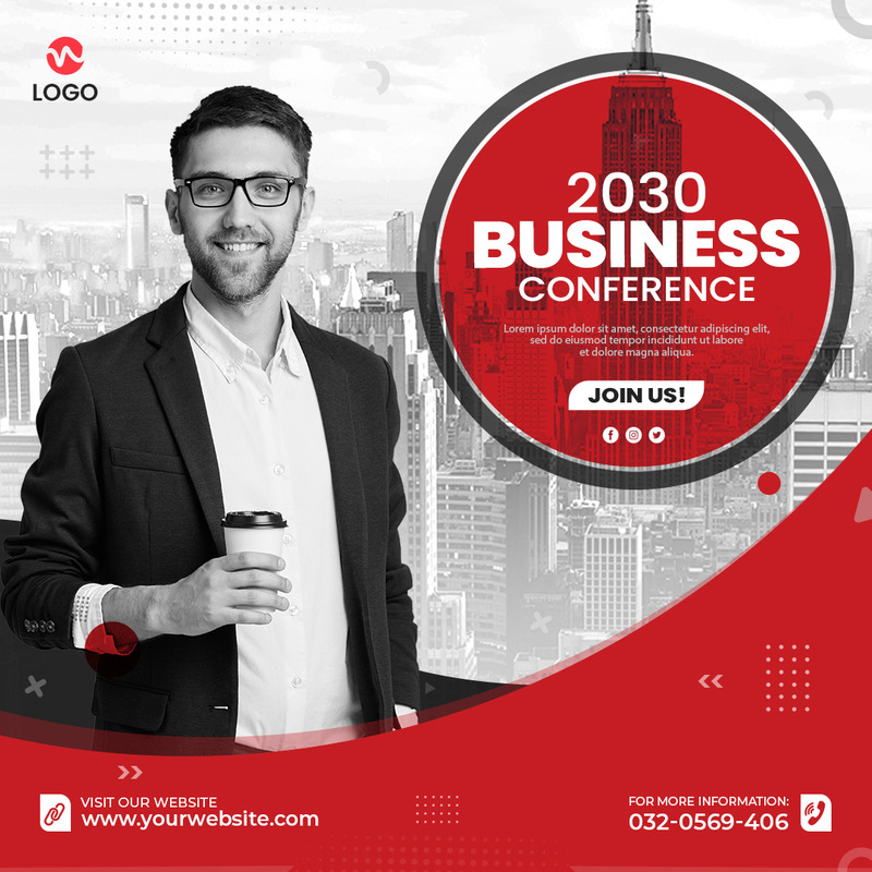 Business Conference Live Webinar Social Media Post And Corporate Banner ...
