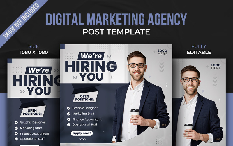 Hiring Social Media And Digital Marketing Corporate Post Design Template
