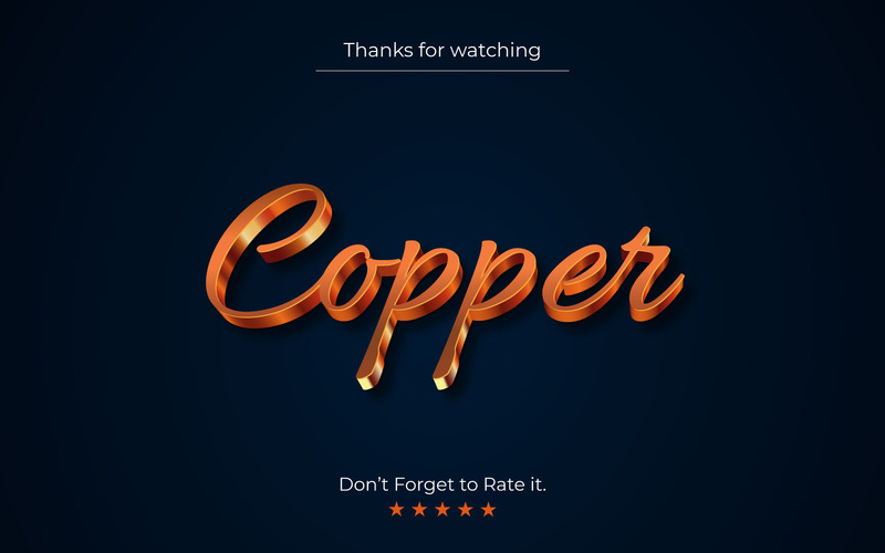 Copper Editable 3d Text Effect or Graphic Style with Metallic Gradient