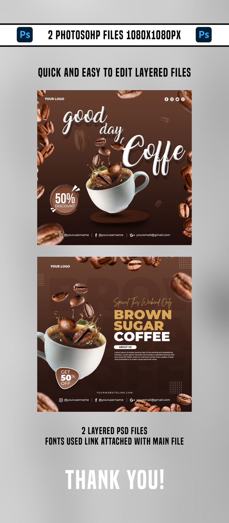 Coffee Social Media Templates #246134 - TemplateMonster