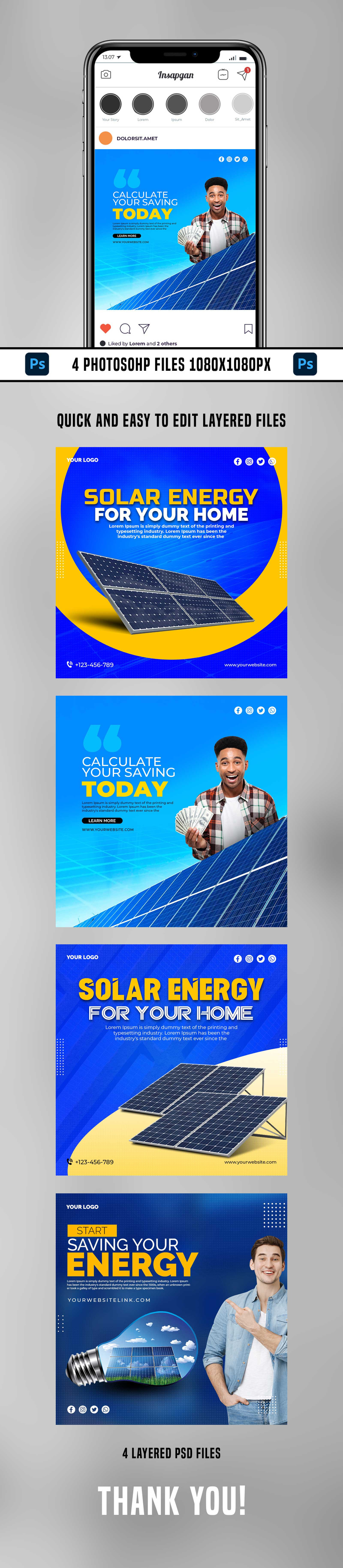 Solar Energy Social Media Template Post - TemplateMonster