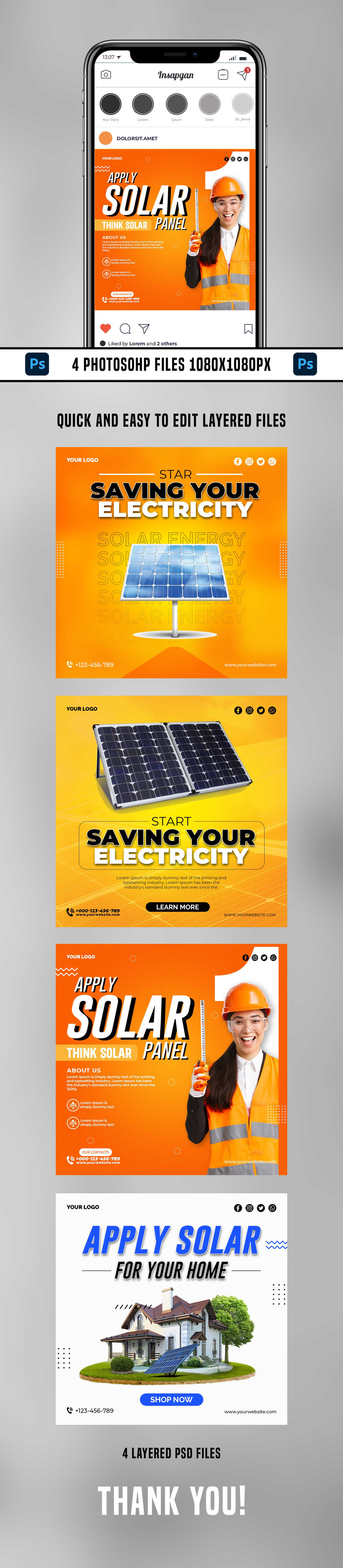 Solar Panel Social Media Templates banner - TemplateMonster