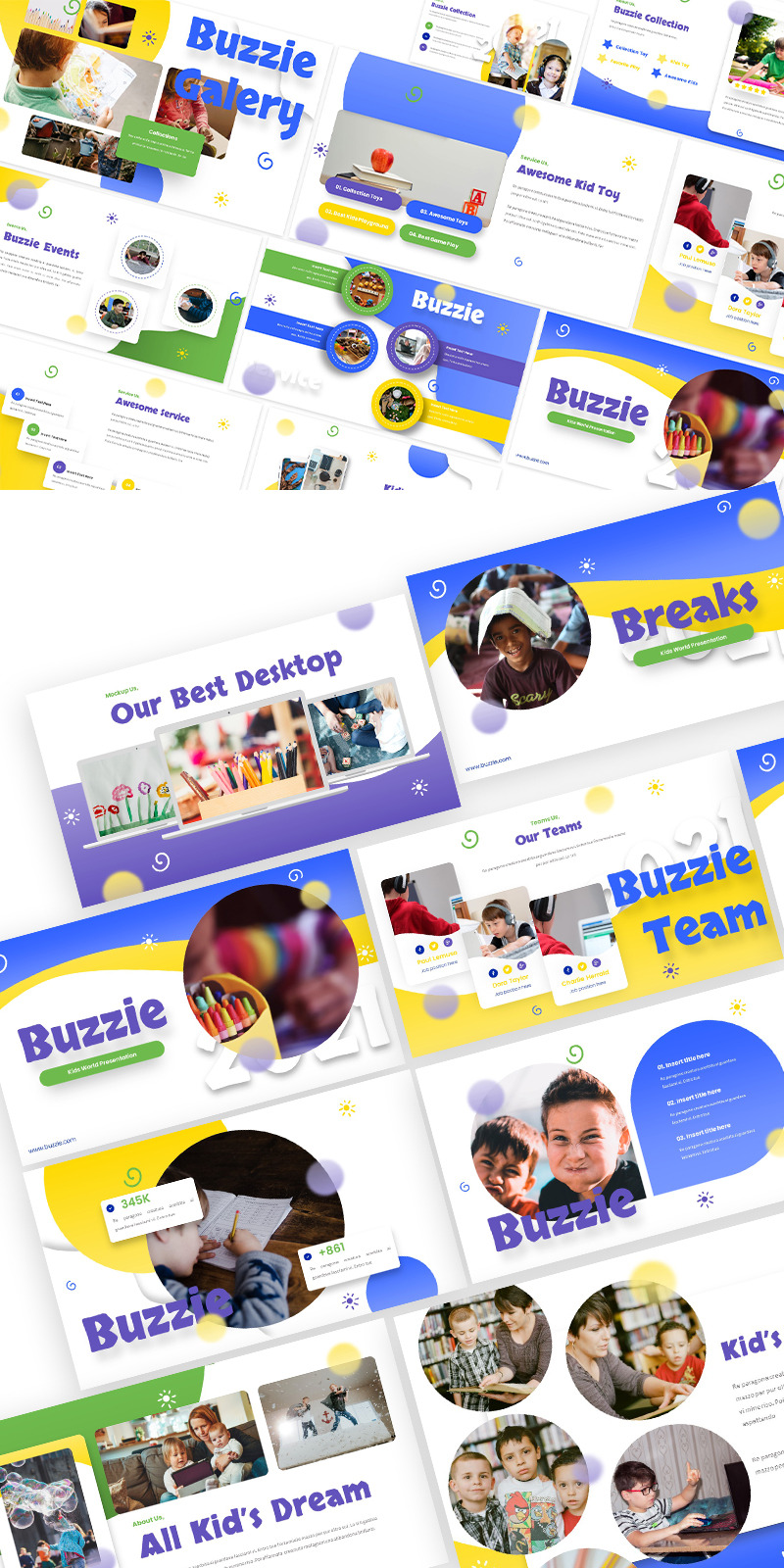 Buzzie Kids Learning Powerpoint Template - TemplateMonster