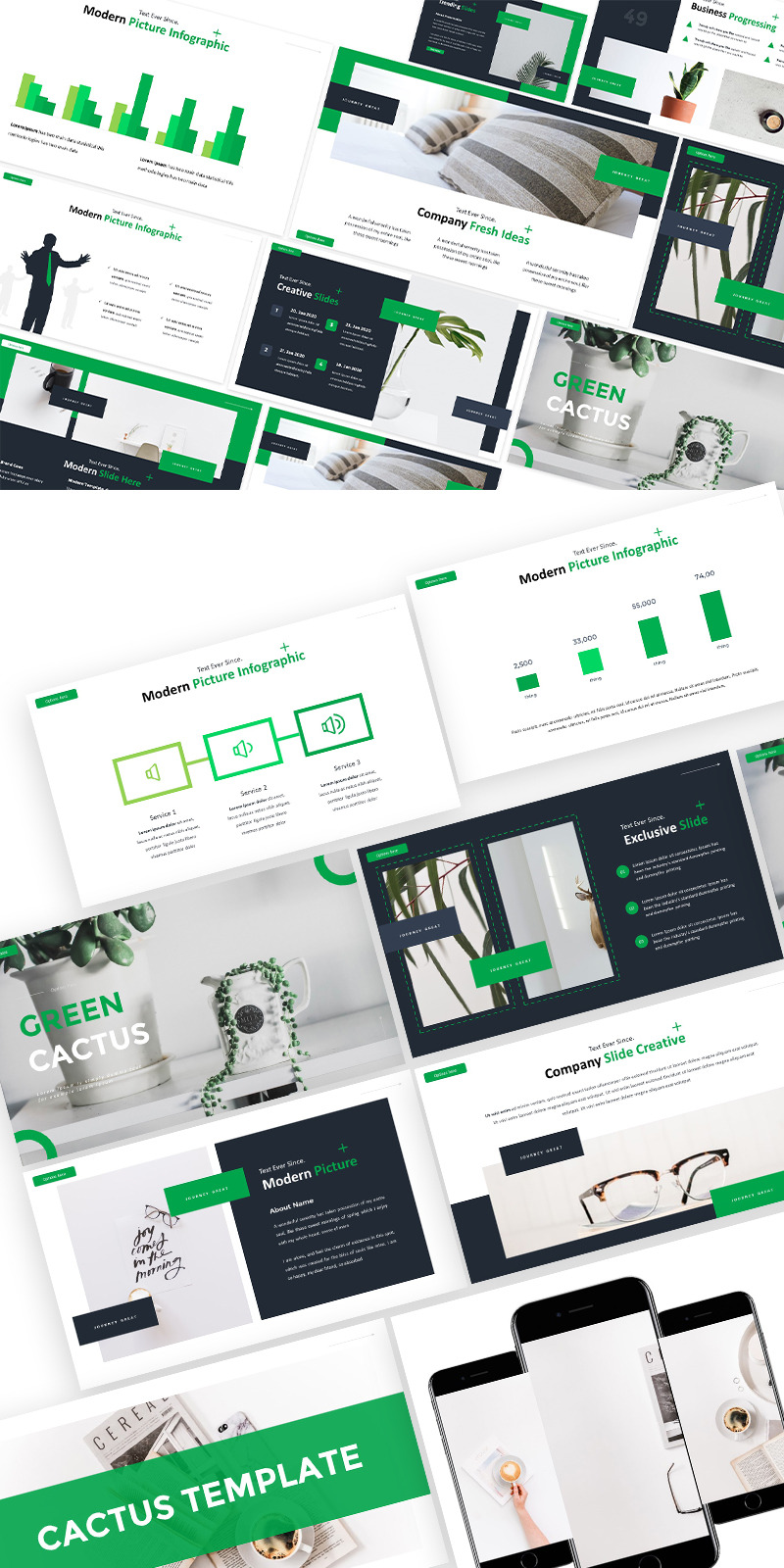 Green Cactus Google Slides Template #293364 - TemplateMonster