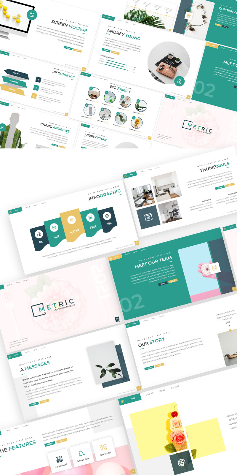 Plantilla de PowerPoint de concepto creativo métrico