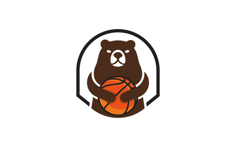 Bear basketball mascot logo design template for sports club